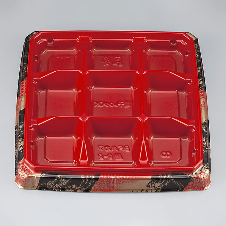 本体のみです。※蓋は別売り。サイズ：202×202×26mm材質：BF重量：23g商品コード00297372メーカー名シーピー化成サイズ202×202×26mm材質BF重量23.00g電子レンジ可種別本体のみ対応蓋（別売）BFハカマ膳9 嵌...