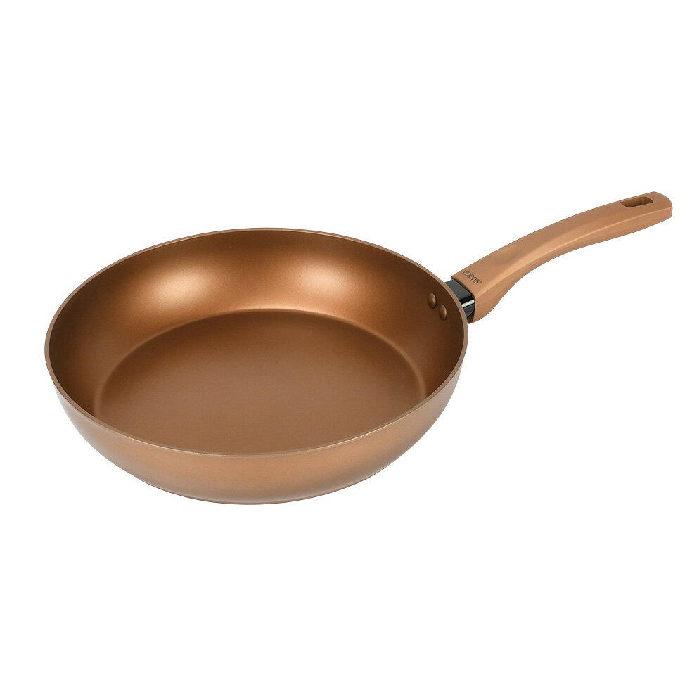 金属ヘラ使用可能。内外面ゴールドコーティング。耐摩耗試験100万回クリア。本体は変形に強い鍛造タイプ。[原産国]中国。サイズ：全長470×幅285×105mm材質：[表面加工・内面]ふっ素樹脂加工、[外面]焼付け塗装、[本体]アルミニウム合...