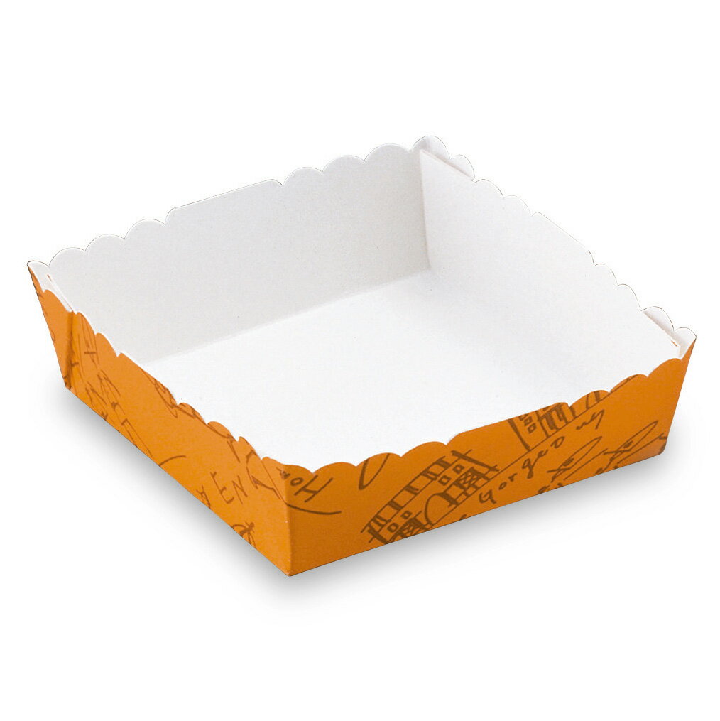 焼成容器。惣菜パン・サンドイッチ・焼菓子にお使いいただける焼成トレーです。サイズ：90×90×30mm／材質：アイボリー紙、TPX／重量：6.12g／容量：270cc商品コード00600183メーカー名天満紙器重量6.12g電子レンジ可種別...