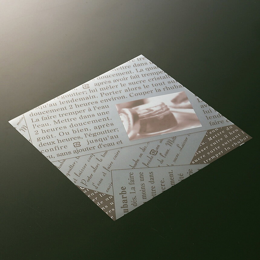 ケーキに敷くためのシート。ココット内に敷いてカットケーキを素敵に演出。サイズ：150×150×mm／材質：OPP/印刷/OPP／重量：0.83g商品コード00622209メーカー名天満紙器重量0.83g電子レンジ不可種別本体のみ関連商品(バ...