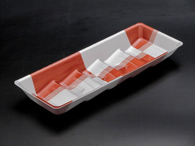 段付きでボリュームアップ＆ズレ防止。深さ30cmでラップにつきにくい。陳列がキレイにきまる、システムトレー。他のサイズを併用することで内容量や人数分に合わせて奥行きサイズを選択でき、棚割りがしやすい。Jトレーシリーズと共通柄にすることで売場...