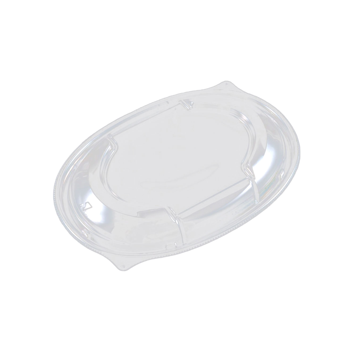 液漏れしにくい内嵌合蓋です。中身が入りすぎず、大きく見える楕円形状。業界初、A-PET糸尻成型で高質感。段積み陳列も可能です。※本体は別売り。サイズ：195×136×24mm材質：バイオマスプラ重量：9g商品コード00613166メーカー名...