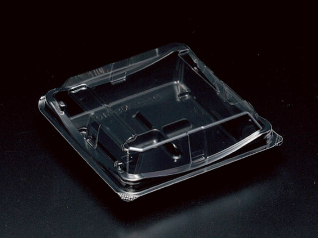蓋・本体一対式容器。4個仕切。和洋菓子向け。和菓子約50g×4個。サイズ：133×132×深さ23mm、蓋高さ15mm、[内寸]114×114mm材質：OPS重量：9.30g商品コード00153021メーカー名スミサイズ133×132×深さ...