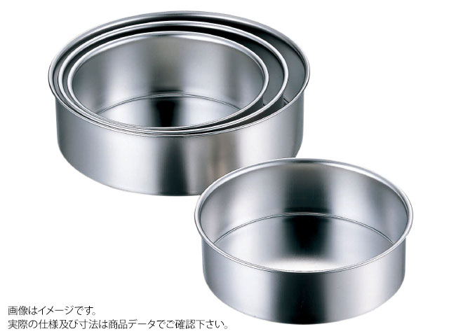 シンプルで丈夫なケーキ型。ステンレス製の共底(底が取れない)タイプのデコ缶。業務用ならではのサイズバリエーション。サイズ：内径φ210×深さ57mm、板厚0.4mm材質：SUS304(18-8ステンレス)商品コード00238767メーカー名...