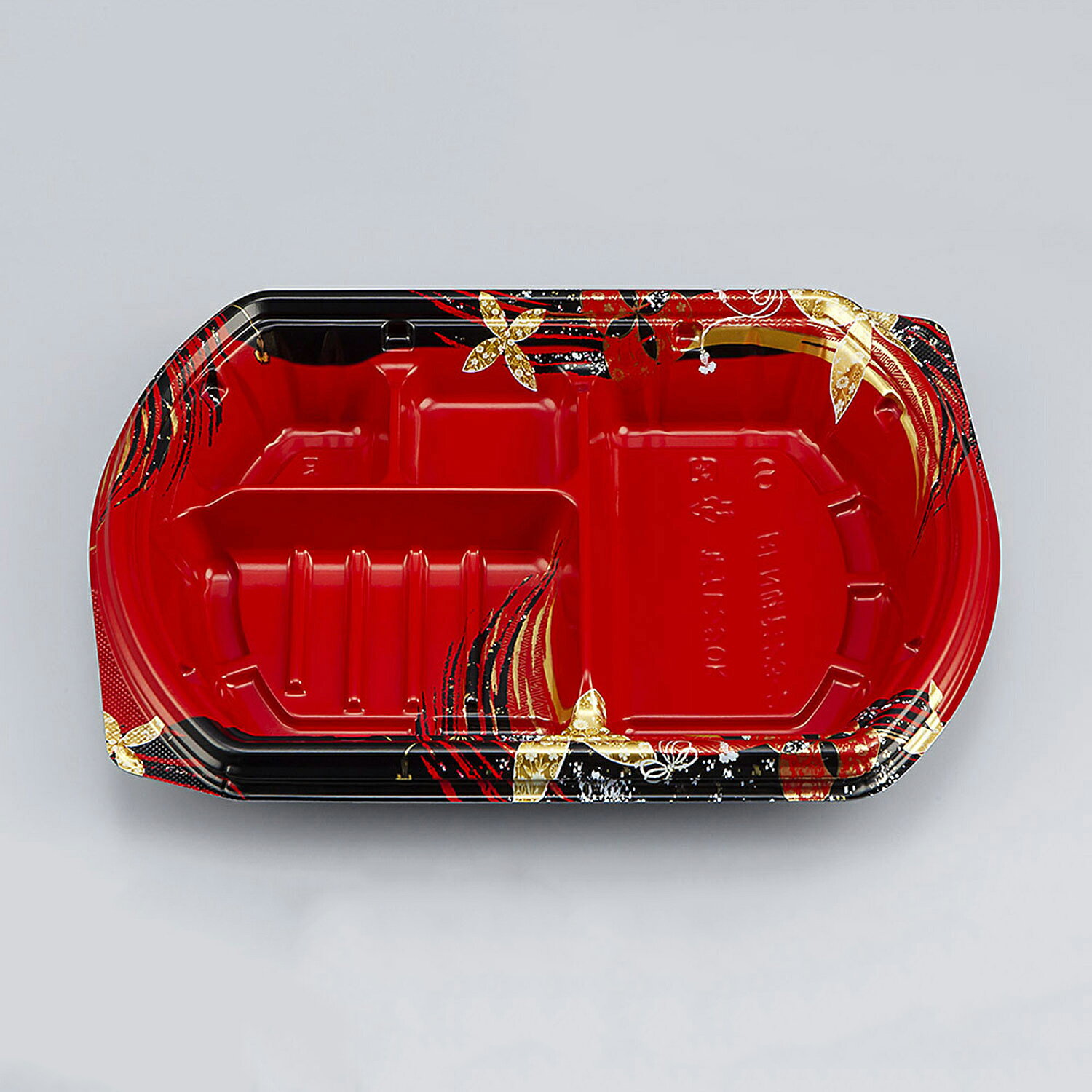 電子レンジで温め可能な弁当容器です。『強嵌合』で蓋が「カチッ！」と嵌まり、盛り付け作業の時短に貢献します。ノンテープが可能でテープ代の削減ができ、持ち帰り時の蓋開きのリスクも大幅に軽減されるため、テイクアウト・デリバリーに最適です。容器の仕...