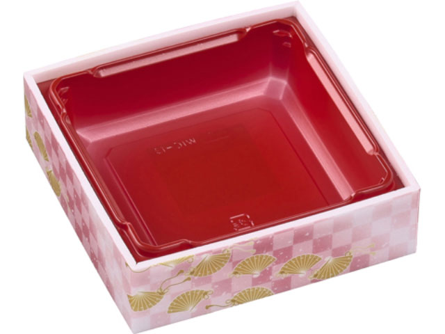 高級感のある折箱容器。電子レンジ対応。お弁当や海鮮丼などに。※蓋は別売り。側面嵌合タイプ。サイズ：142×142×42mm／材質：WU／重量：15g商品コード00302813メーカー名エフピコ重量15.00g電子レンジ可種別本体のみ対応蓋（...