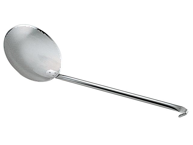 丸型のかす揚げです。パイプハンドル。サイズ：直径φ200mm、パンチング穴φ2.2mm、全長59cm、ハンドル40cm材質：18-8ステンレス商品コード00317566メーカー名YUKIWA関連商品(バラ)UK 丸かす揚げパイプハンドル20...