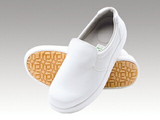 特殊配合ラバーソールで滑りにくい。衝撃吸収カップインソール&吸収・即乾ライニングで清潔快適。ゆったり3E幅広設計。滑り防止・幅広設計・耐油底・抗菌。サイズ：22.0cm材質：[甲材]人工皮革、[裏]EVA、ゴム色：白商品コード0033993...