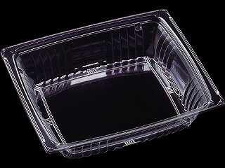 大型サイズの透明容器。サラダやフルーツの盛り合わせに。片手で簡単に蓋が閉められる内嵌合タイプ。※蓋は別売り。サイズ：223×121×52mm／材質：エコAPET／重量：25g／容量：約1100cc商品コード00413313メーカー名エフピコ...