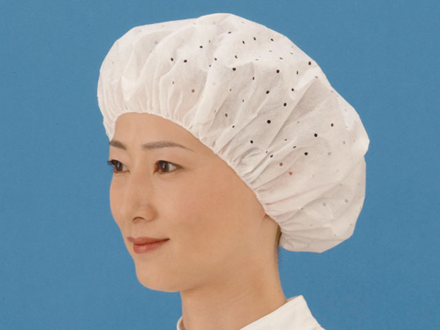 外側は毛羽立ちしにくい構造。穴あきタイプで通気性に優れています。誰でも被りやすいシャワーキャップ型。ディスポタイプ。サイズ：L(長髪用深型)材質：不織布色：白商品コード00422388メーカー名日本メディカルプロダクツ種別本体のみ関連商品(...