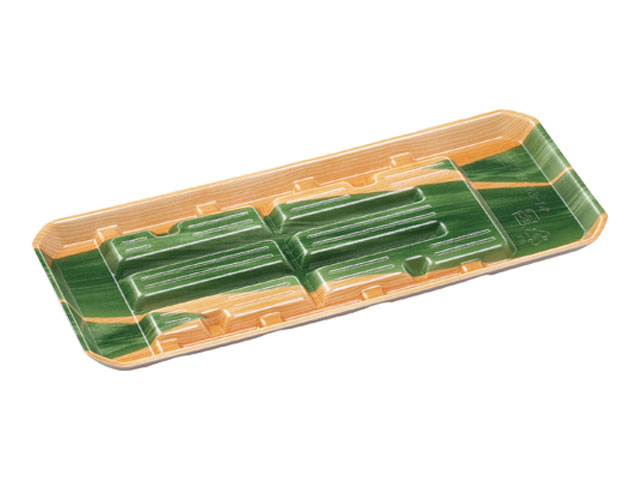 豊富な柄とサイズのうなぎ容器。有頭2尾用サイズ。サイズ：333×135×16mm／材質：PSP／重量：8g商品コード00434343メーカー名エフピコ重量8.00g電子レンジ不可種別本体のみ関連商品(バラ)FU-33-14(V) 木目葉らん...