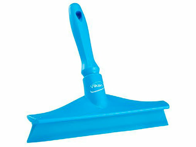 一体成形の為、高い衛生性のあるスクイージー。コンパクトサイズなので、作業台やまな板の上の水切りに最適です。サイズ：245×39×高さ230mm材質：ポリプロピレン、特殊ゴム重量：230g色：青商品コード00517940メーカー名Vikan(...