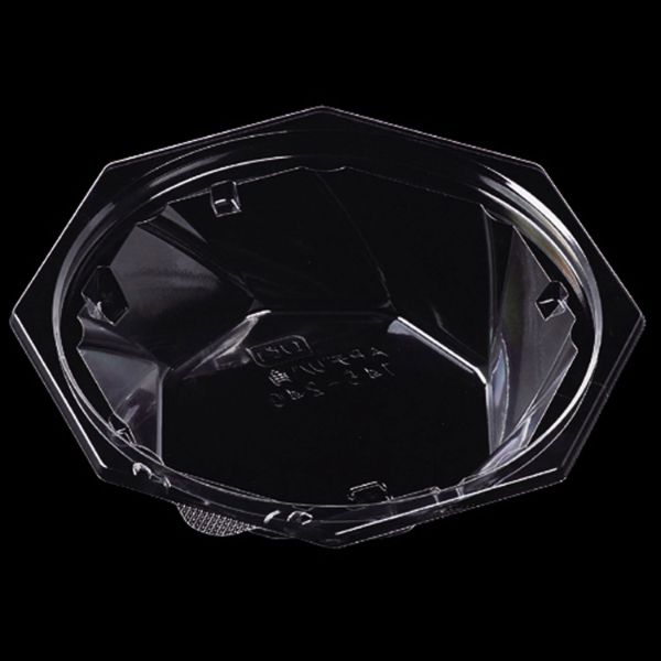 天面が広く量目を抑えた、機能満載の麺容器。透明容器で冷たい麺を涼しげに演出します！内かん合のため汁漏れしにくく、絞り形状で量目削減できます。CO2削減効果のあるリサイクル素材でできています。※蓋は別売り。サイズ：145×145×40mm／材...