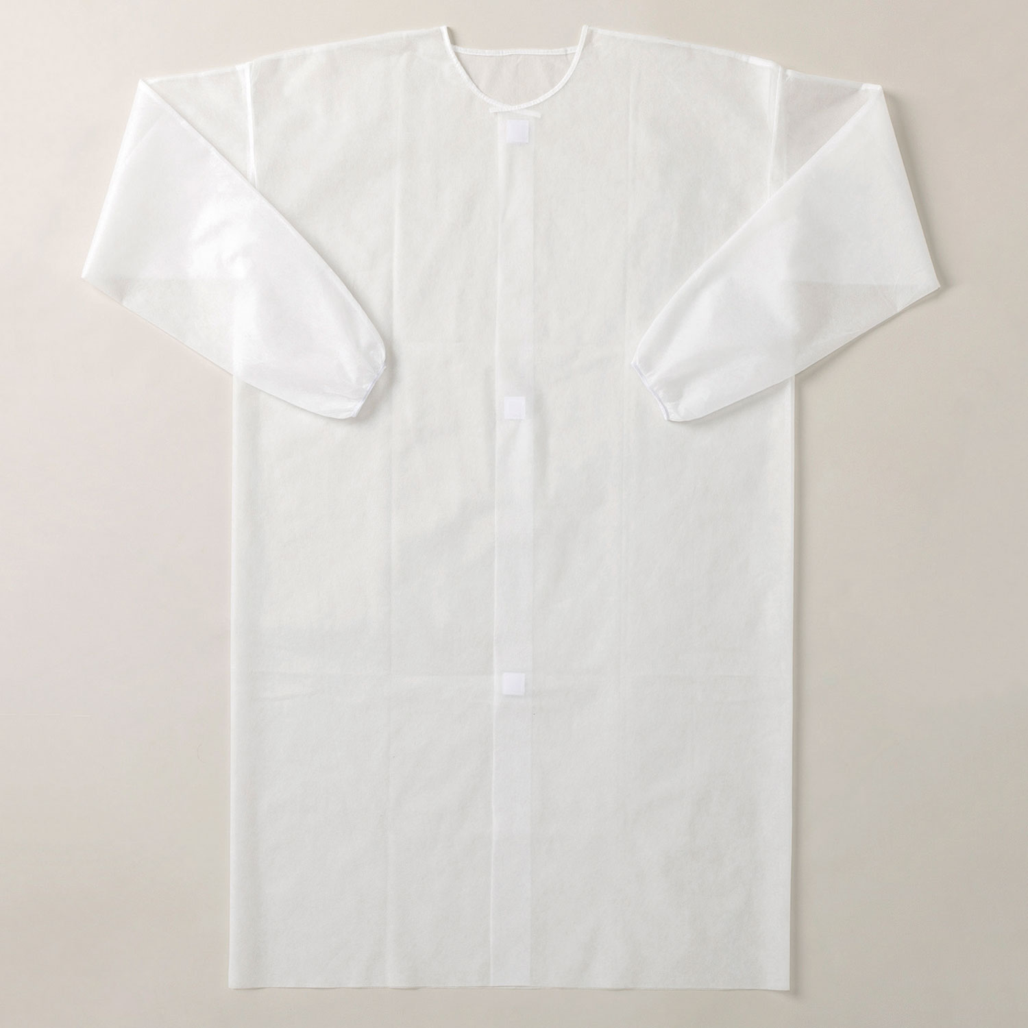 PP素材のため撥水性に優れ、汚れを防ぎます。汚れ作業服や、検査着として多用途に使用できます。食品等の見学者用としても最適です。着脱が容易な面ファスナー使用。サイズ：フリーサイズ重量：約60g商品コード00670538メーカー名東京メディカル...