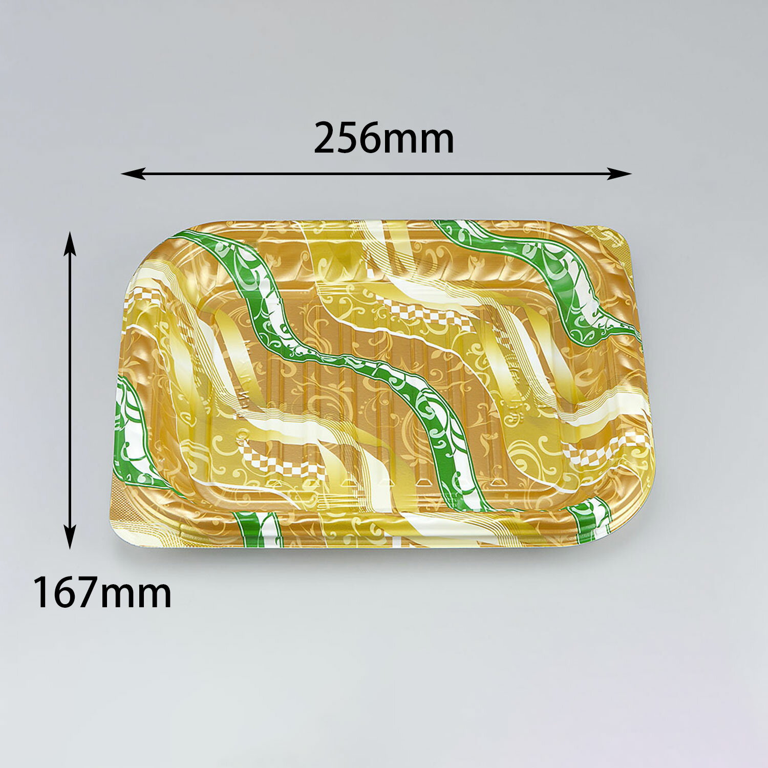 クリスマスなどの催事にぴったりで華やかなプレート容器！『強嵌合(R)』で蓋が「カチッ！」と嵌まり、盛り付け作業の時短に貢献します。ノンテープが可能でテープ代の削減ができ、持ち帰り時の蓋開きのリスクも大幅に軽減されます。※蓋は別売り。サイズ：...