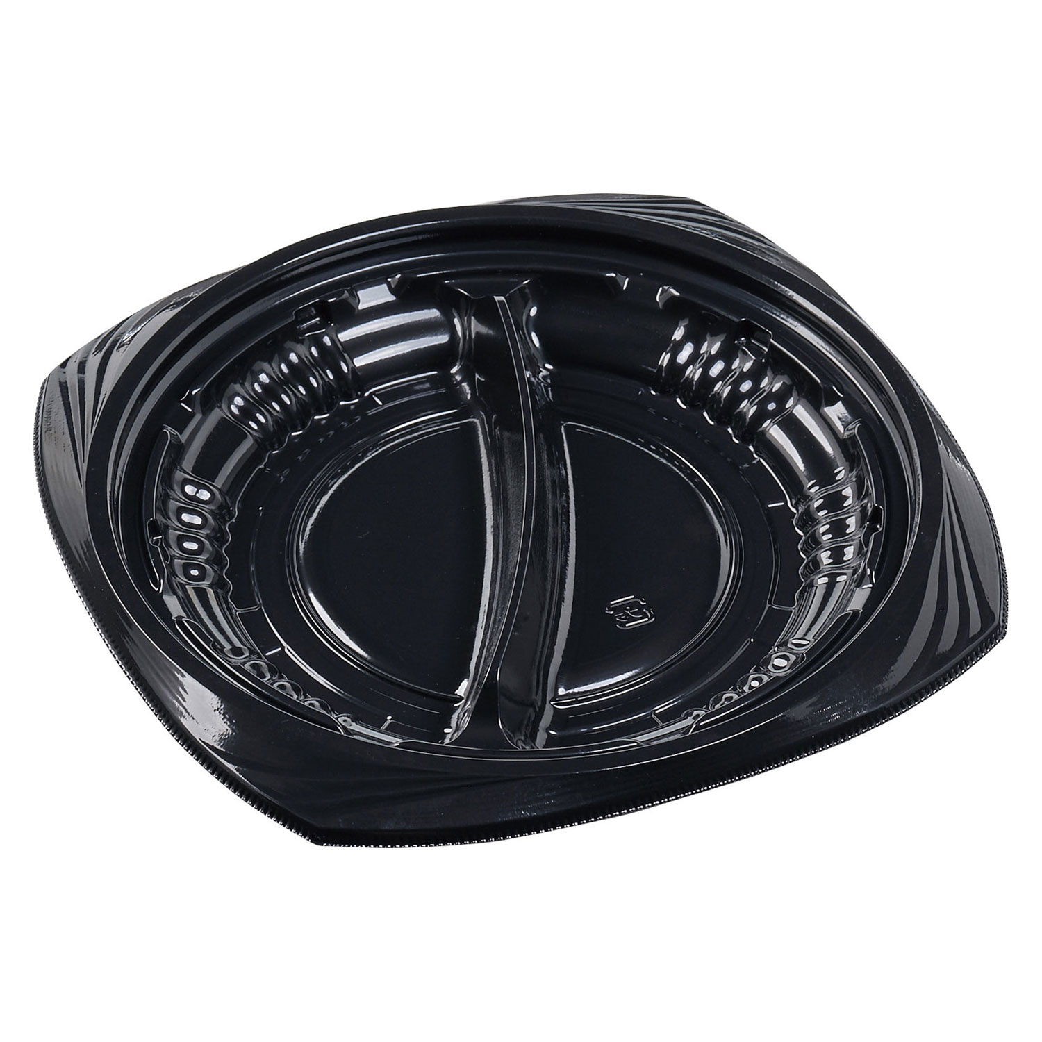 おしゃれな色柄の豊富なプレート容器。絞り形状で誰でもボリューム感のある盛付けが可能。リブのない側面で最後まで食べやすい。カレー、パスタ、オムライス、ガパオライスなどにおすすめです。※蓋は別売り。サイズ：φ215×27mm／材質：マルチSD／...