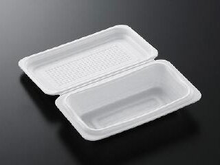 折り蓋タイプの弁当容器。サイズ：[開いたサイズ]212×176×33mm、[閉じたサイズ]176×106×42mm／材質：PSP／重量：4g／容量：120g商品コード00701411メーカー名中央化学重量4.00g電子レンジ不可種別一体型商...