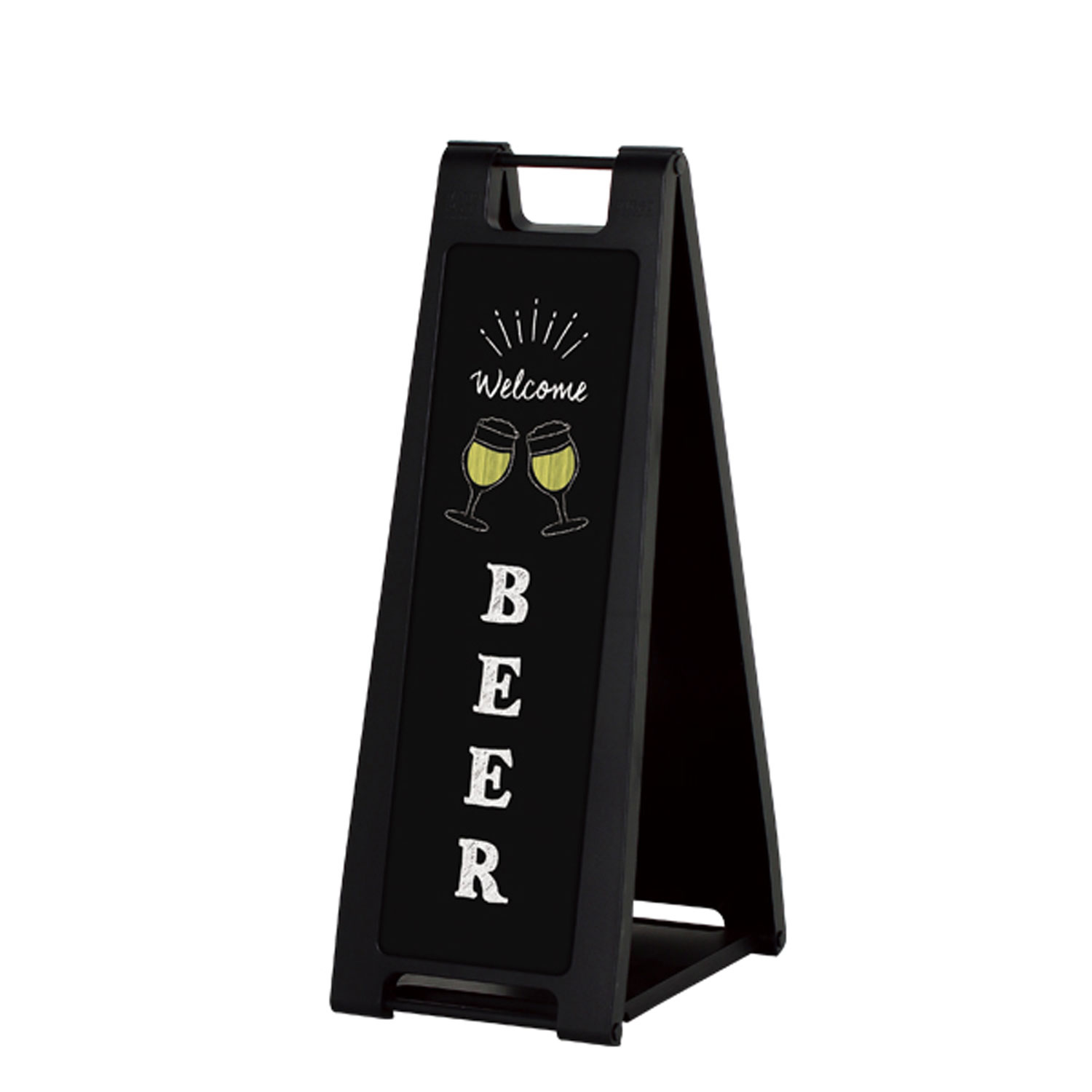 水に濡れるとチョークが流れ落ちます。チョークは柔らかいものをご使用下さい。耐水チョークなどの硬いチョークを使用しますと、文字が消えにくくなる場合がございます。マグネット使用可能。サイズ：[外寸]W263×D380×H725mm、[表示サイズ...