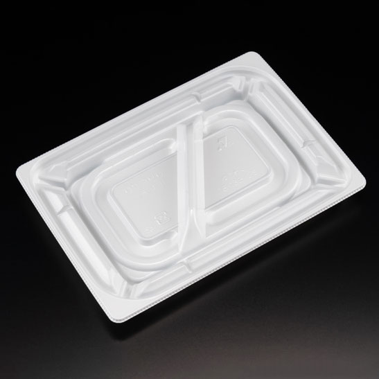 無敵の汎用性！本体仕切りがあるから、セットメニューでも楽々盛り付け！カップやレタス等で仕切る必要はありません！冷惣菜だけでなく、幅広いメニューでも大活躍！※蓋は別売り。サイズ：180×128×17mm材質：バイオマスプラ重量：10gメーカー...