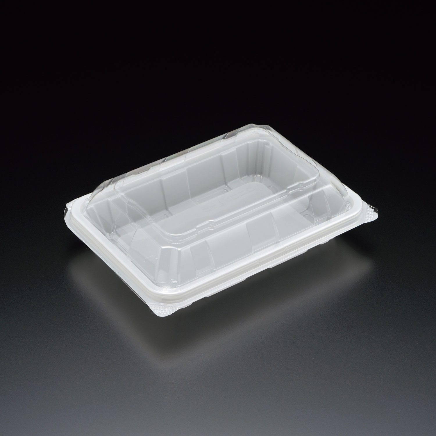 蓋・本体一対式容器。食パン1/3サンドサイズ感。製菓製パン向け。惣菜、寿司(0.8人前)向け。サイズ：173×127×46mm／材質：OPS／容量：350ml商品コード00415036メーカー名スミ電子レンジ不可種別一体型商品関連商品(バラ...