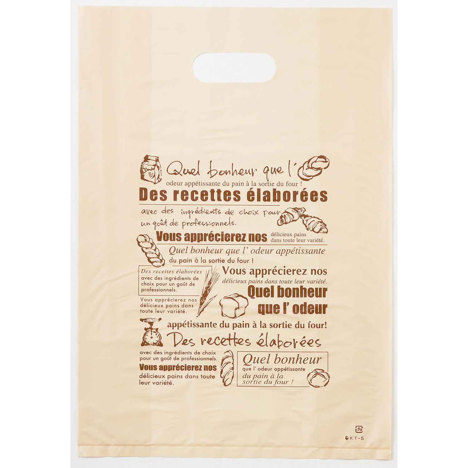 ベージュ地に茶色印刷で、ナチュラルな雰囲気の手提げ袋。サイズ：260×120×380mm材質：HDPE30厚さ：30μ商品コード00416689メーカー名福重種別本体のみ関連商品(ケース)フランセノアゼット小判抜手提袋 中 1000点・注意...