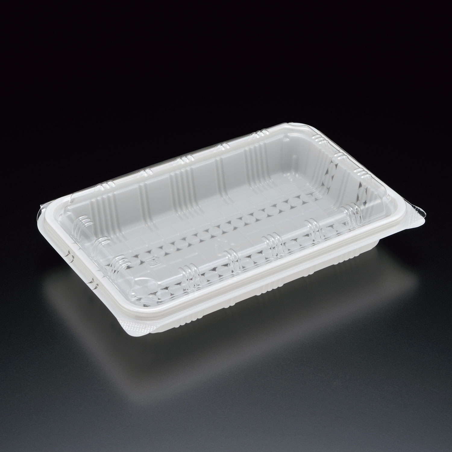 蓋・本体一対式容器。少し大きめな長方形。惣菜、寿司(1.5合)向け。サイズ：216×142×40mm／材質：OPS／容量：525ml商品コード00422303メーカー名スミ電子レンジ不可種別一体型商品関連商品(バラ)ユニコン LS-D Wマ...