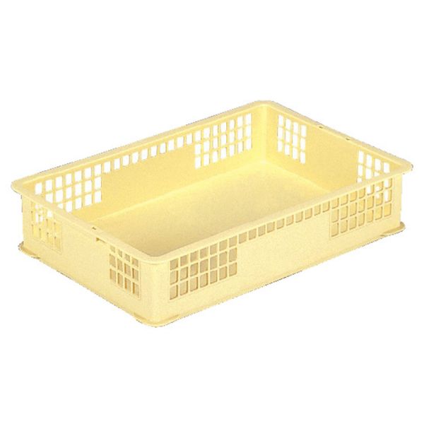 製菓・製パン業界のスタンダードコンテナー。シンプルで滑らかな形状は洗浄性に優れ、衛生さを保ちます。サイズ：[外寸]575×389×123mm、[内寸]535×349×110mm材質：PE色：クリーム商品コード00431946メーカー名三甲サ...