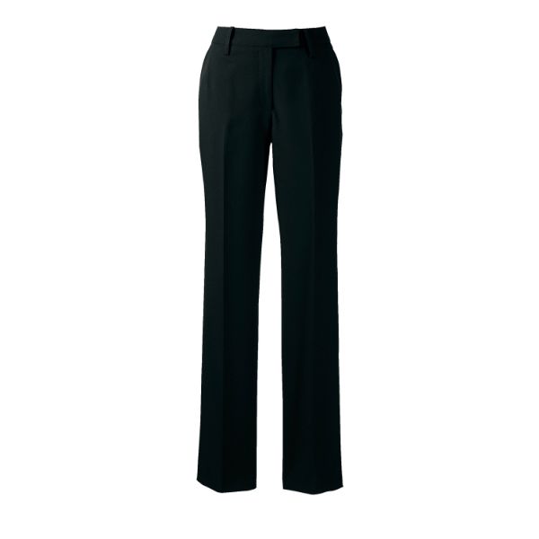 フォーマル用レディスパンツ。脚のラインが出にくい、裏地が付いたほどよい厚みの素材です。ノータックのストレートシルエットで、すっきり脚長に。高めの位置につけた箱ポケットは、ヒップアップ効果も期待できます。ウエスト部分は、動いてもシャツが出にく...