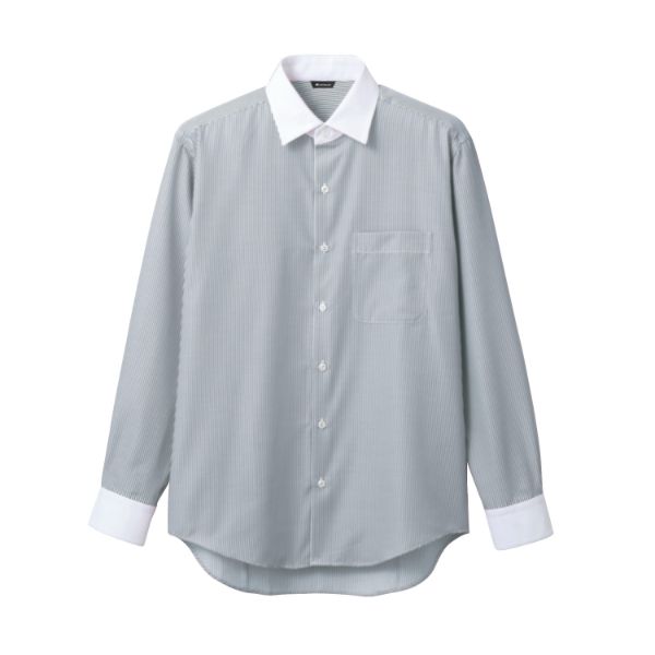 ストライプ柄に映える白襟が印象的な清潔感のあるシャツ。サイズ：L材質：ストライプビエラ(ポリエステル85%、綿15%)商品コード00438886メーカー名住商モンブランサイズL材質ストライプビエラ(ポリエステル85%、綿15%)関連商品(ケ...