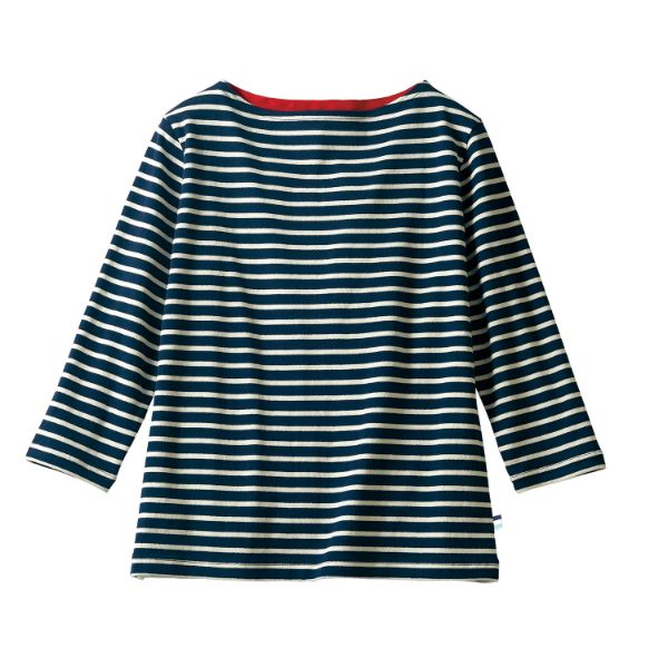 「ワールドグループ」とのコラボ商品「ブランシェ」シリーズ。形態安定加工でシワになりにくいカットソー。清潔感のあるシックなマリンテイストは、コーヒースタンドやカフェ、ベーカリーと好相性。サイズ：L材質：16/2 ニットボーダー(綿100%)商...