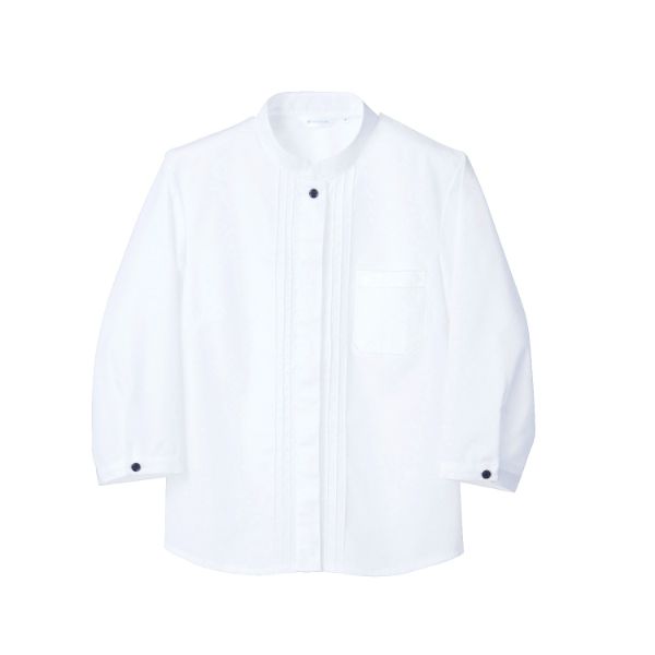 ワンランク上のおもてなしにふさわしい、フォーマル感のあるウィングカラーのシャツ。グリーン購入法対象商品。サイズ：7号材質：ポプリン(PETボトル再生繊維：ポリエステル65%、綿35%)商品コード00443459メーカー名住商モンブランサイズ...