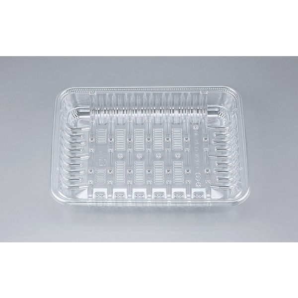 精肉・鮮魚・青果など様々なメニューに使用可能な、使い捨ての食品容器です。ラップでの包装により、蓋付容器からのコストダウンの期待が出来ます。[機能］耐熱60度、耐油。サイズ：196×147×30mm材質：A-PET重量：11g商品コード002...