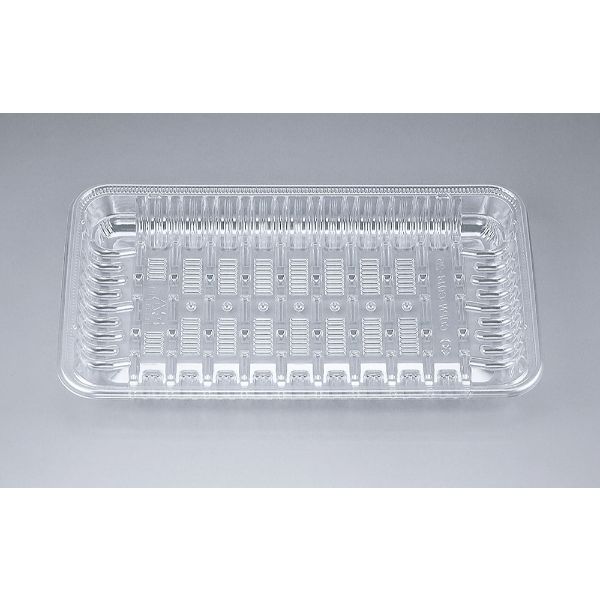 精肉・鮮魚・青果など様々なメニューに使用可能な、使い捨ての食品容器です。ラップでの包装により、蓋付容器からのコストダウンの期待が出来ます。[機能］耐熱60度、耐油。サイズ：248×140×25mm材質：A-PET重量：12g商品コード002...