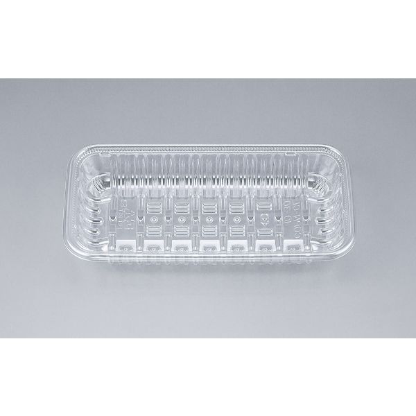 精肉・鮮魚・青果など様々なメニューに使用可能な、使い捨ての食品容器です。ラップでの包装により、蓋付容器からのコストダウンの期待が出来ます。[機能］耐熱60度、耐油。サイズ：196×100×30mm材質：A-PET重量：5.8g商品コード00...