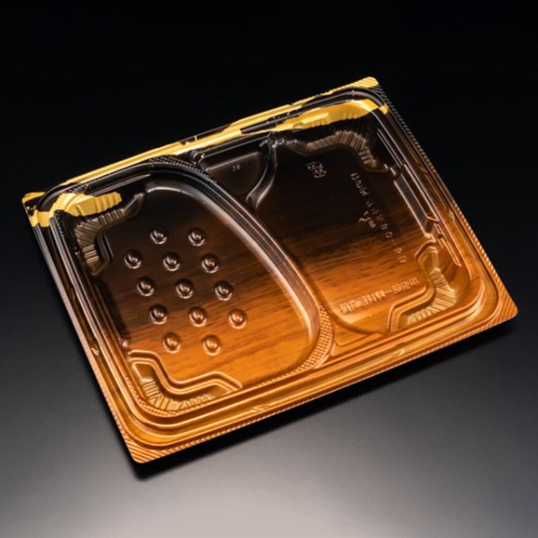 ハンバーグ・しょうが焼き弁当に最適。視認性の高い形状。低めの仕切りで中身が見やすい盛付けが可能。あふれ出る肉汁やソースの多いメニューでも味移りを抑制。ワンタッチで蓋が嵌めやすく外れにくいだけでなく、結露漏れしにくいスマート勘合で売場の清潔感...