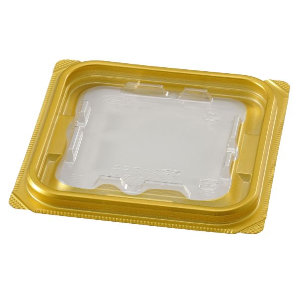 蓋のみです。本体別売り。従来品に比べCO2を30％低減。立体的な形状が売場でボリューム感を演出。サイズ、カラーともに豊富なラインナップで幅広く対応します！サイズ：110×110×10mm材質：APET重量：4.50g商品コード0069068...