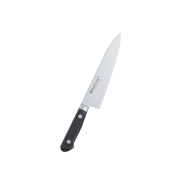三位一体のミソノステンレスモリブデン鋼。モリブデンとバナジウムの入ったハイカーボンの高級ステンレス・モリブデン鋼を使用し、ハイレベルの技術を駆使した理想の洋庖丁です。刀身と一体のツバが衛生的。切れの冴えと耐久性を両立させた最高の出来ばえが、...