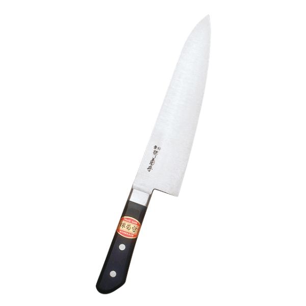 日本鋼(ハガネ)を使用し、研ぎやすく扱いやすい。堺菊守のロングセラー商品。サイズ：刃渡27cm材質：日本鋼商品コード00485895メーカー名河村刃物サイズ刃渡27cm材質日本鋼関連商品(バラ)堺菊守 日本鋼 口金付 洋出刃27cmN-52...