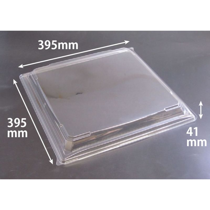 折り箱のような重厚感。精肉・鮮魚でもお使いいただける、汎用性の高い柄です。本体は別売りです。[原産国]日本。サイズ：395×395×41mm材質：バイオPET重量：88g商品コード00639861メーカー名リスパックサイズ395×395×4...