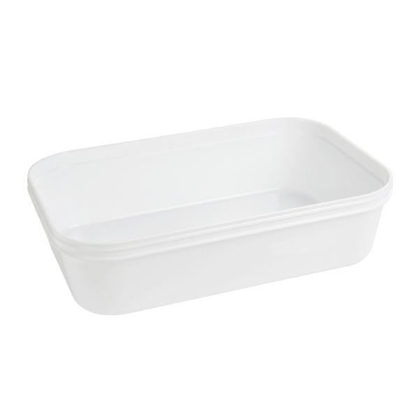汎用性の高い角型セーフティ容器。※蓋は別売りです。サイズ：240×156×63mm材質：PS容量：1400ml商品コード00378089メーカー名酒井容器サイズ240×156×63mm材質PS容量1400ml電子レンジ不可種別本体のみ対応蓋...