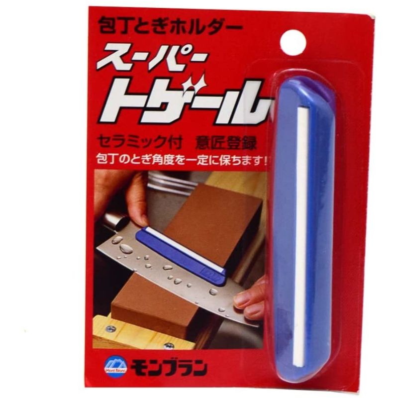 スーパートゲールを背に付けて研ぐとどなたでも簡単に一定角度の研ぎが出来ます。※出刃包丁のように背の厚い包丁には使用出来ない場合があります。サイズ：100×20mm材質：[クリップ部]6ナイロン、[包丁接着面]アルミナ系セラミック品番：133...