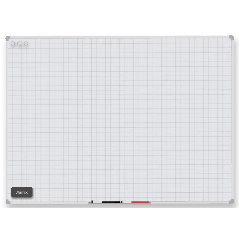 グラフや絵、文字が書きやすい方眼入り。900×1200mmサイズ。枠はPVCとコーナーにABSを採用しているから頑丈な仕様になっています。サイズ：1200×10×900mm材質：表面処理鋼板、PVC、ABS重量：6600g商品コード0073...