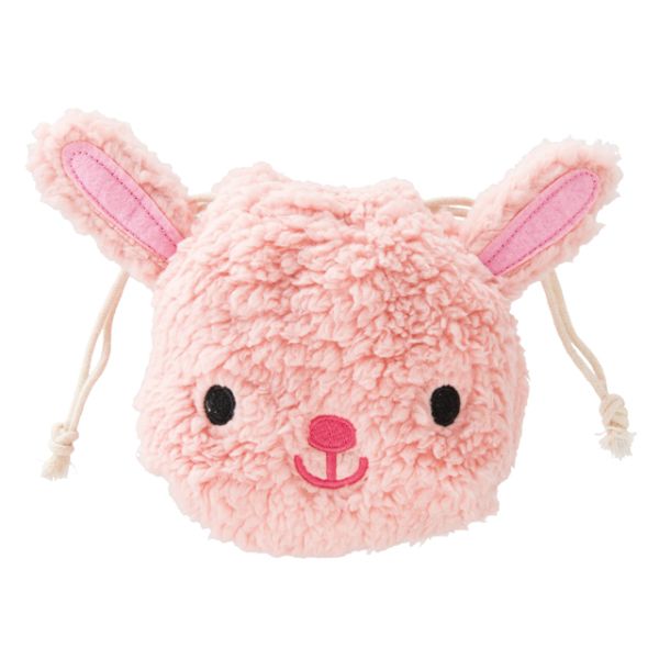 もこもこの手触りが大人気の巾着バッグです。かわいい表情がたまりません！[マチ形状]底マチ。片面デザイン。サイズ：[外寸]W260×H145×D30mm、[内寸]W130×H145×D30mm、[厚み]1.5mm材質：ポリエステル商品コード0...