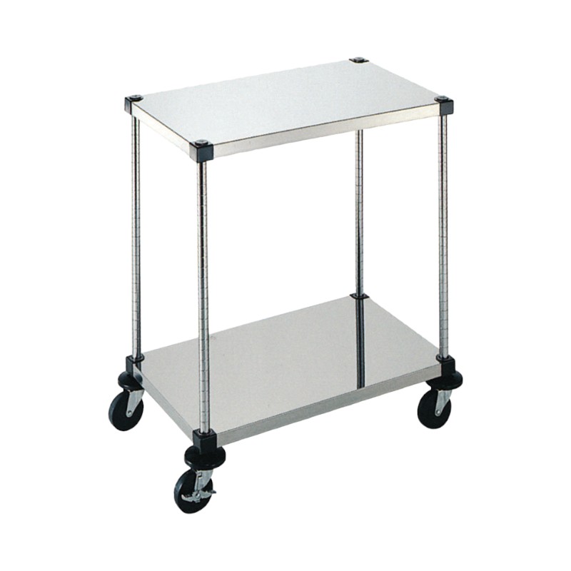 ポール高さ692mm・奥行610mm。φ100mmウレタンキャスター使用。自在×3・ストッパー付×1。サイズ：610×1060×H827mm材質：18-0ステンレス品番：143212商品コード00501442サイズ610×1060×H827...