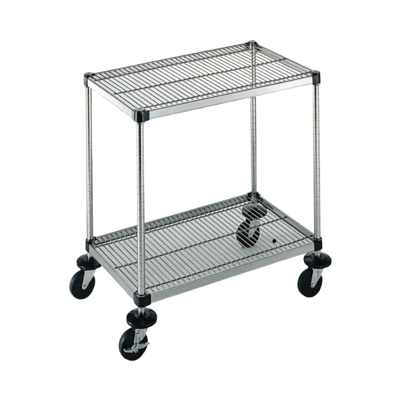 ポール高さ767mm・奥行610mm。φ125mmゴムキャスター使用。自在×3・ストッパー付×1。サイズ：610×900×H937mm材質：18-0ステンレス品番：143254商品コード00501487サイズ610×900×H937mm材質...