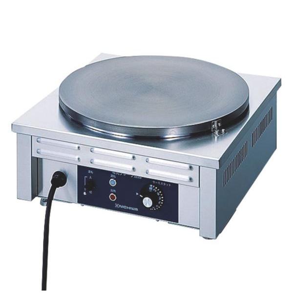 熱板温度はサーモスタットで簡単に設定できます。熱板(鋳鉄製・厚み17mm)は均等な温度分布で薄いクレープが美しくスムーズに焼けます。サイズ：450×450×H180mm品番：423072商品コード00507385サイズ450×450×H18...