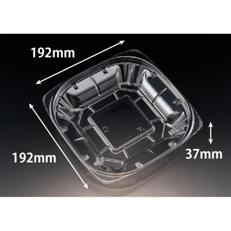 サラダ・フルーツに。環境対応素材。フタは別売り。サラダ・フルーツ容器史上最薄で新時代、始まる。サイズ：192×192×37mm材質：バイオPET容量：[満杯]700ml、[首下]490ml原産国／製造国：日本商品コード00757956メーカ...