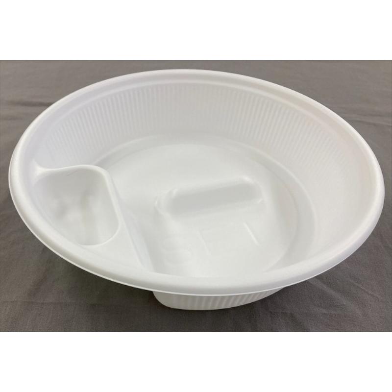 本体の高さがあるため、混ぜご飯やご飯の上にトッピングしたりご飯の特盛も対応しています。中皿はご飯にかけやすい形状に内篏合蓋があるため、カレーやスープメニュー、サラダなどのセット商品にもおすすめです。※蓋・中皿は別売り。サイズ：φ235×54...