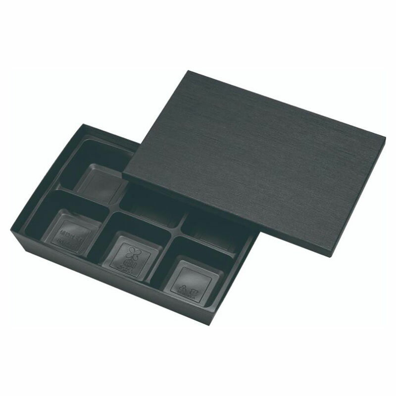 高級感があるので、高いお弁当におすすめです。紙BOXと違い組み立て要らず。折容器と違い高スタッキング性があり、段ボールサイズが小さいので在庫スペースを取りません。中仕切は別売りです。サイズ：254×177×50mm材質：紙重量：91g原産国...