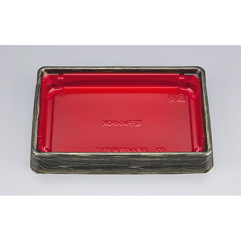 重厚感のあるハカマデザインで、売り場を引き立ててくれます。かさばらない、光沢に優れた電子レンジ対応の低発泡容器です。蓋は別売り。サイズ：230×153×33mm材質：BF重量：20gメーカーシリーズ名：BFハカマ集折商品コード0076883...